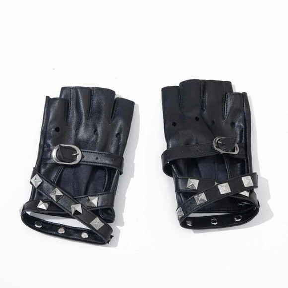 Accessories | Y2k Emo Gloves Goth Aesthetic Custom Black Rockstar ...